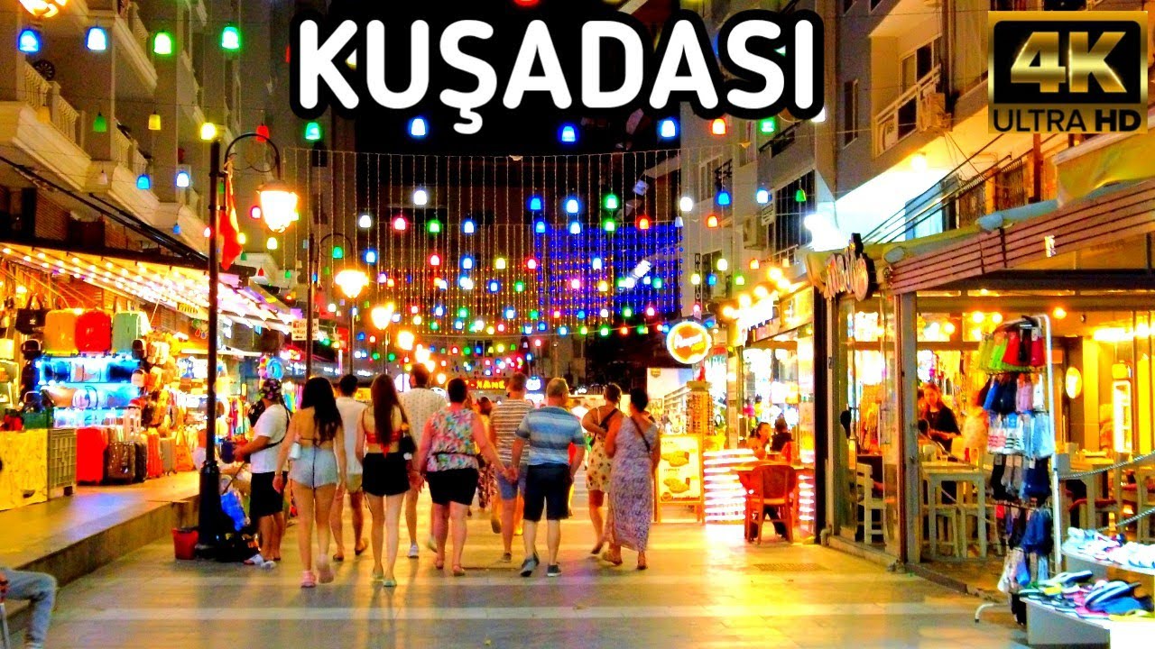 KUŞADASI 🇹🇷 NIGHT WALK | LIVELY NIGHT | 4k 60fps | Wanderlust Feet Vlog ...