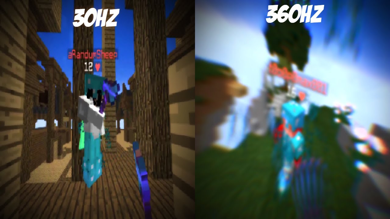 Minecraft Monitor Showcase 30hz VS 60hz VS 120hz VS 240hz VS 360hz ...