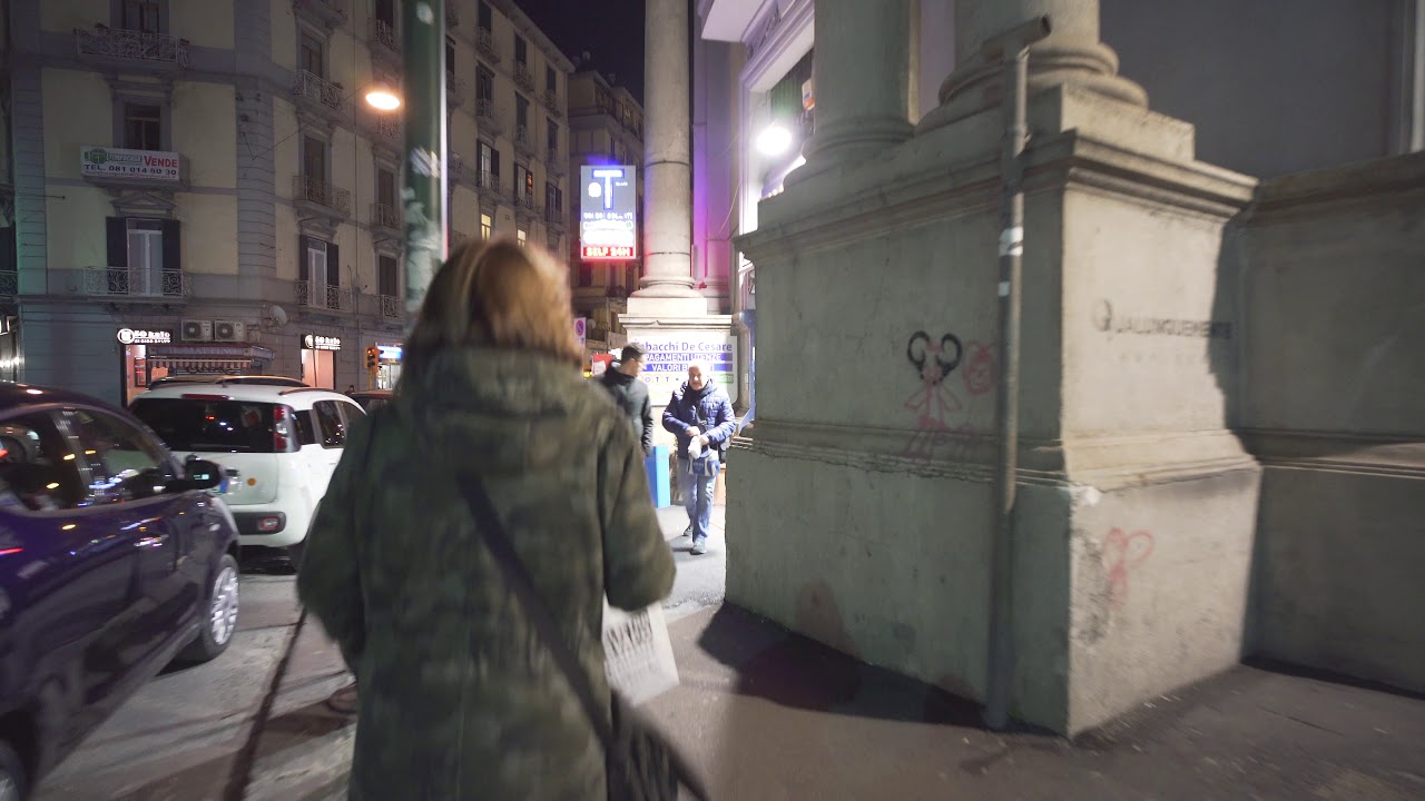 Italy, Naples, night walk from Mergellina Train Station to Mergellina ...