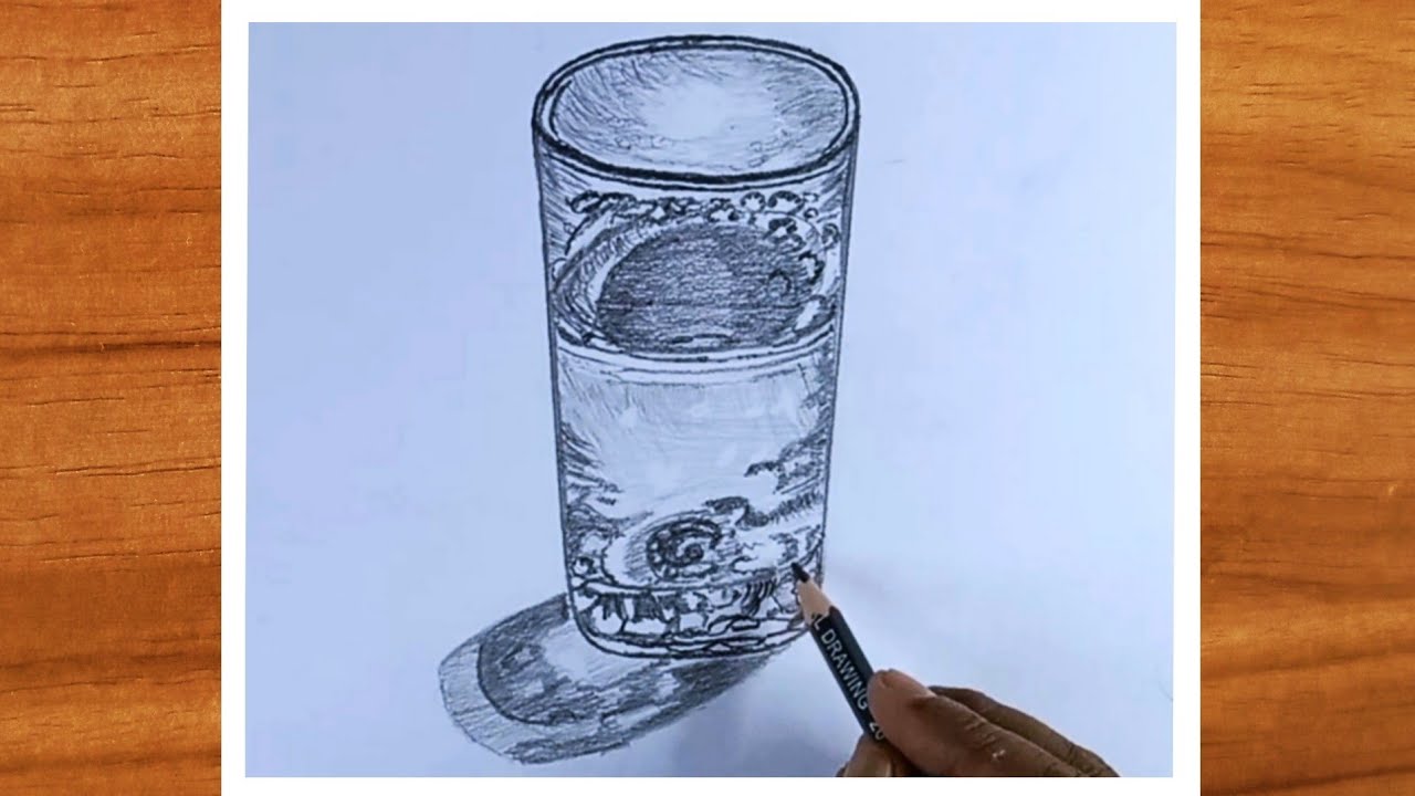 How To Draw a Glass of water / Glass Draw / Step by Step - YouTube