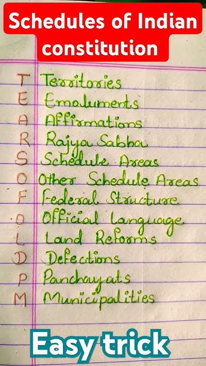 Easy Trick to remember Schedules of Indian constitution #ssc #study #aspirants #tricks #polity # ...