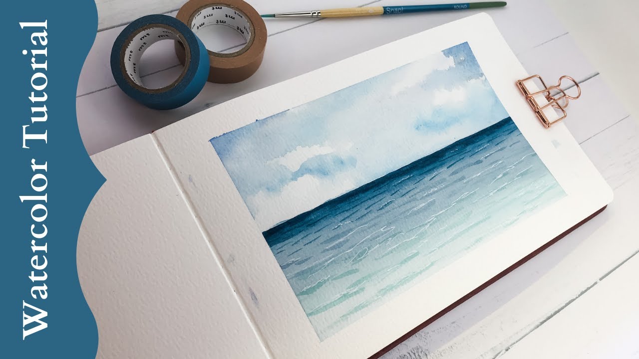 Easy Beginner Watercolor Seascape Tutorial - YouTube