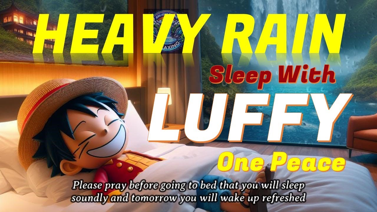 Sleeping at night in heavy rain with Luffy One Peace, strong lightning ...