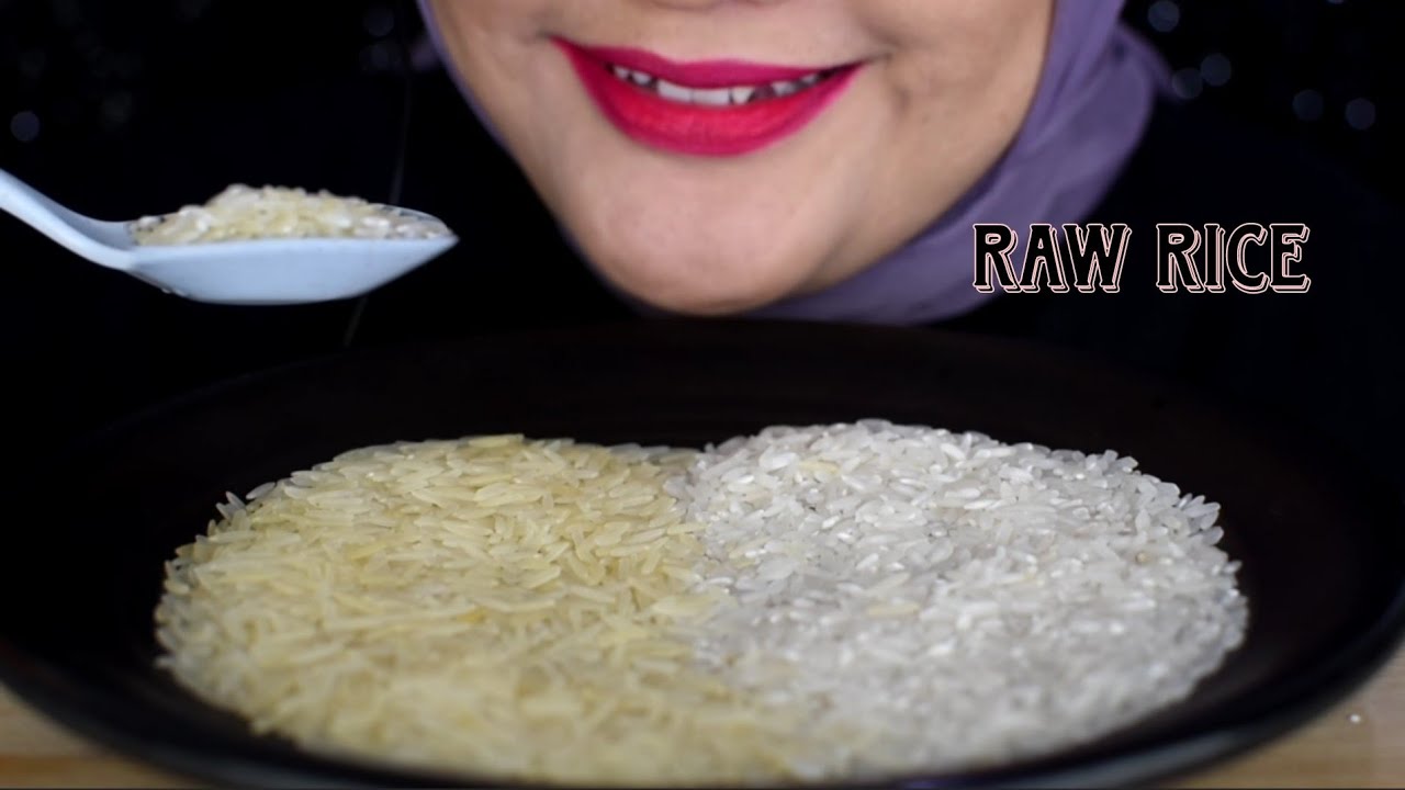 ASMR RAW RICE EATING || RAW BASMATI RICE MIX RAW RICE LOCAL || MAKAN ...