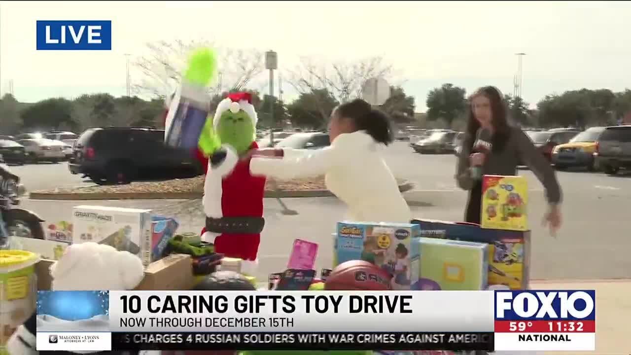 10 Caring Gifts toy drive gets visit from the Grinch - YouTube