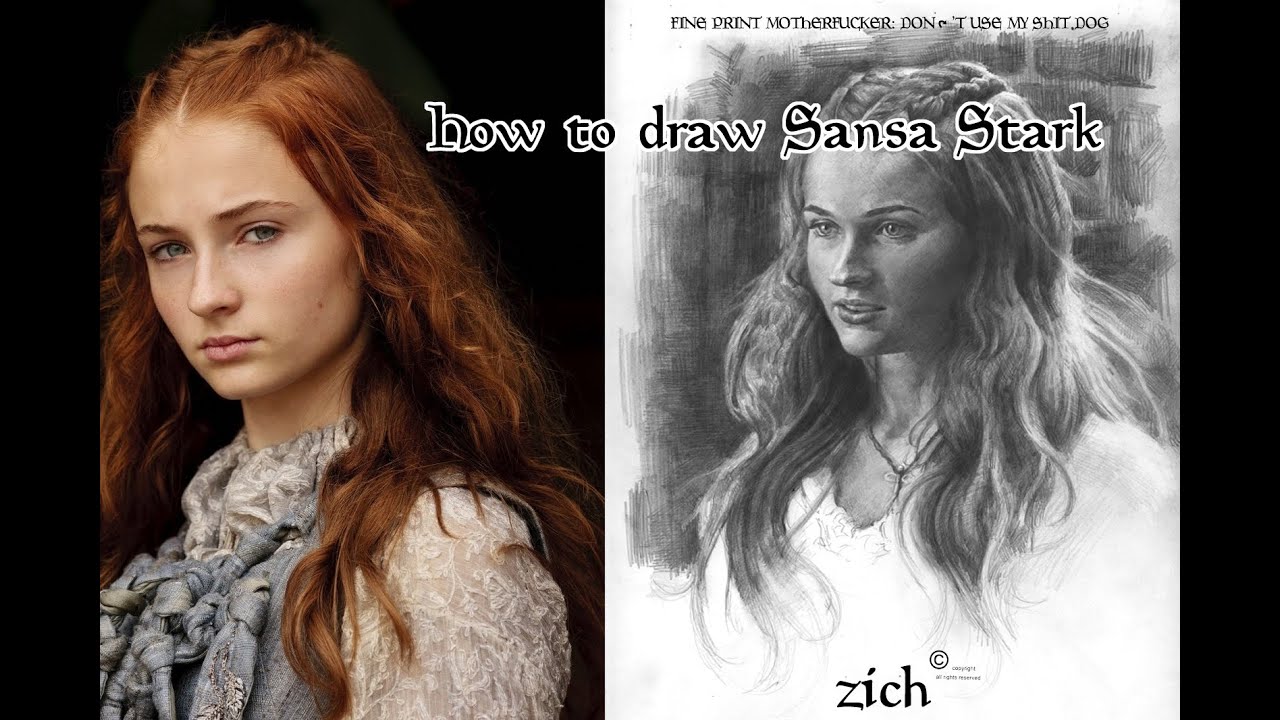 How to draw Sansa Stark from Game Of Thrones. [HD] [TUTORIAL] - YouTube