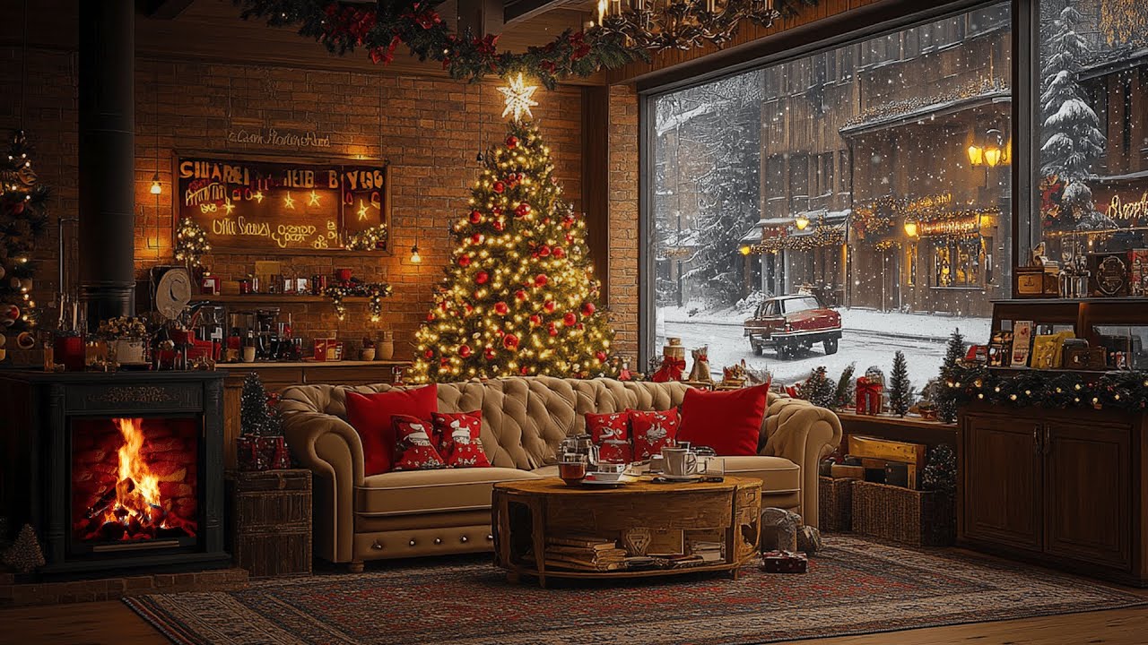 Daytime Snow on Christmas | Cozy Fireplace Sounds for a Serene Winter ...