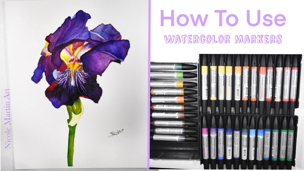 How To Use Watercolor Markers | Iris Flower Tutorial - YouTube