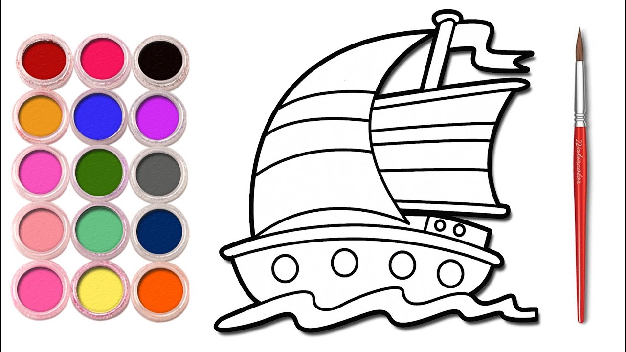 How To Draw Yatch | Coloring Pages for Toddlers and Kids - YouTube
