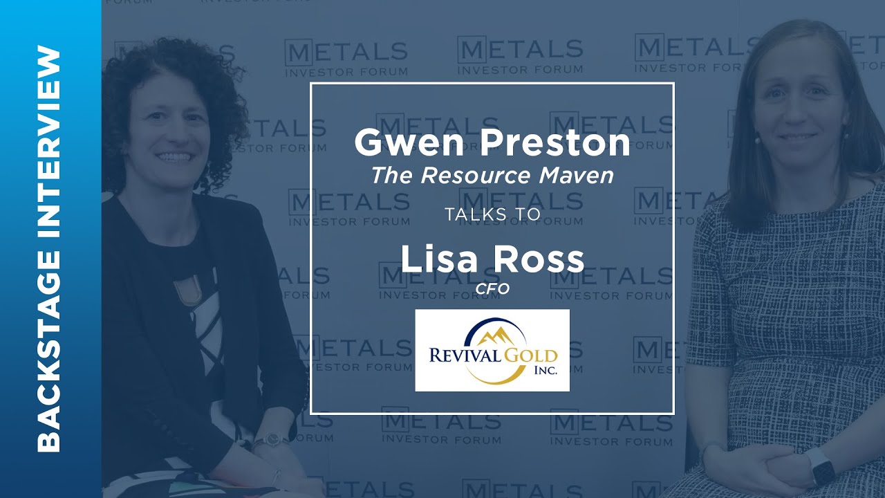Lisa Ross of Revival Gold Inc. talks to Gwen Preston at the June 2022 ...