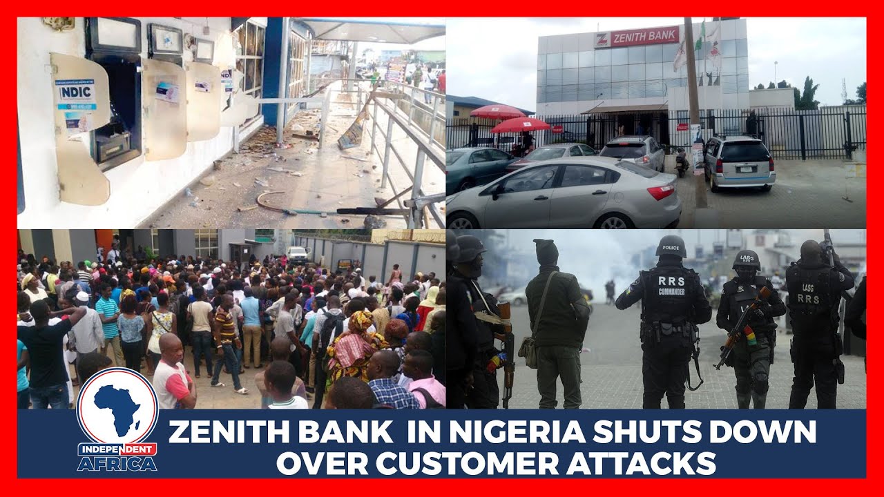 Zenith Bank in Nigeria shuts down over customer attacks - YouTube
