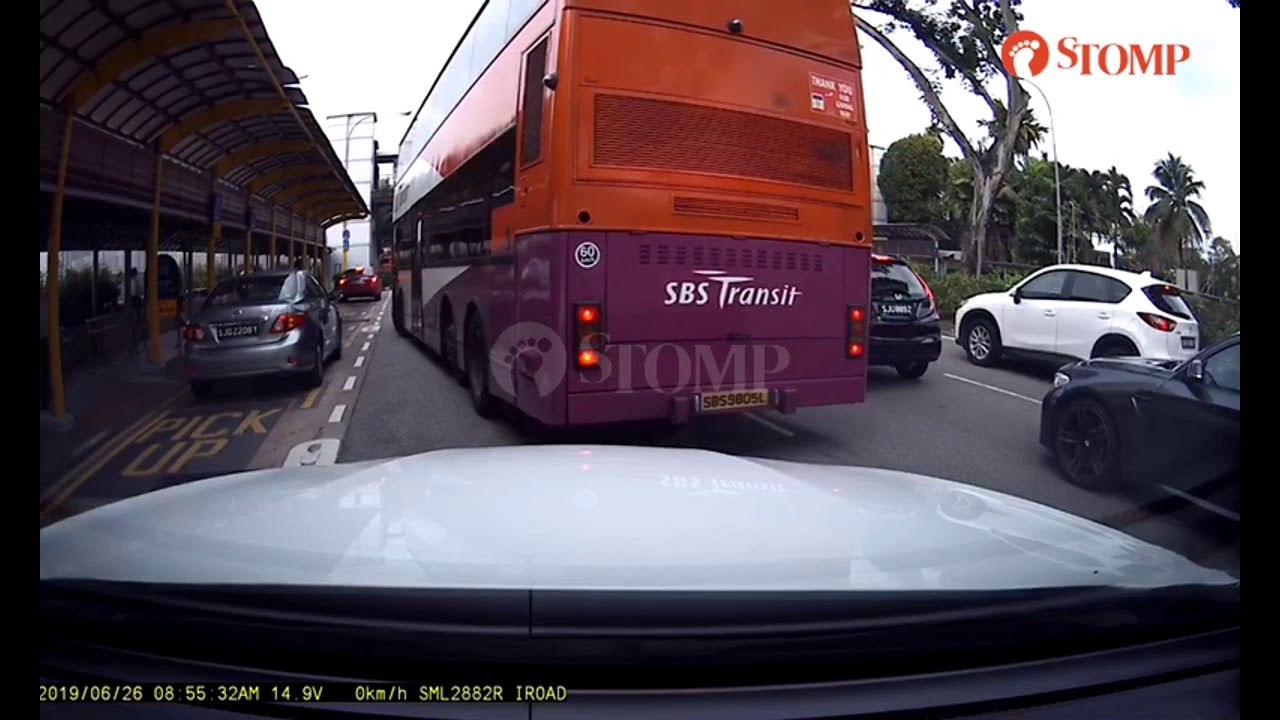 SBS Transit double-decker bus hits taxi stand shelter at Bishan MRT ...