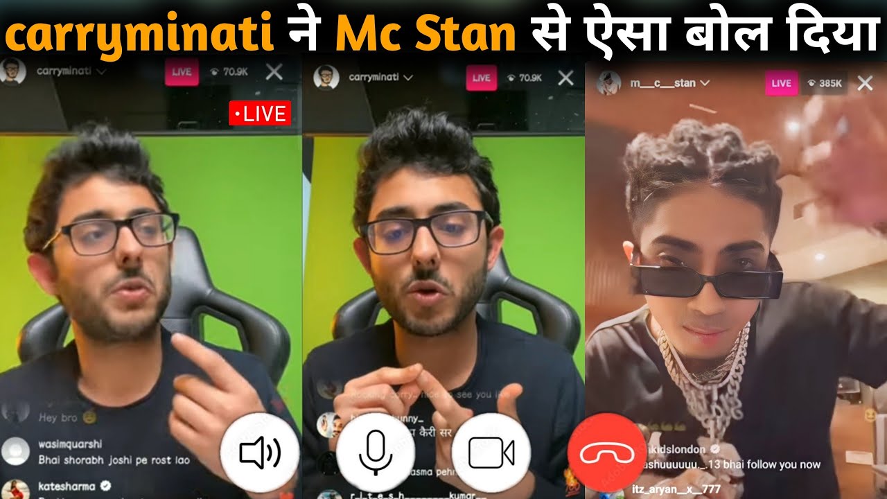 Carryminati came live and congrats mc stan on video call, live ...