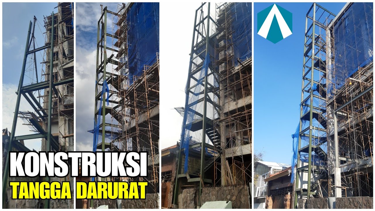 KONSTRUKSI TANGGA DARURAT GEDUNG 7 LANTAI (PART 2) || TANGGA BAJA - YouTube