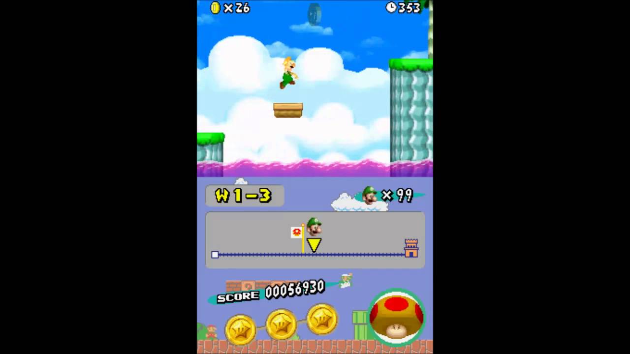 New Super Mario Bros. Luigi Time! World 1-3 (Old 2015 Version) - YouTube