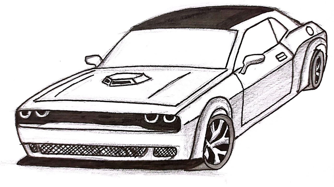 how to draw a dodge challenger | drawing dodge challenger😈 - YouTube