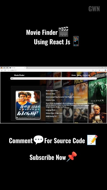 "Movie Finder 🎬 Using React Js📱" #reactjs #webdev #programming #shorts #movie #website #coding ...