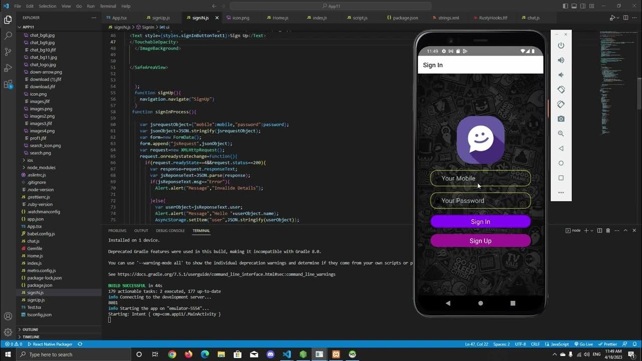 Program the user sign in process || React Native Video 2 - YouTube