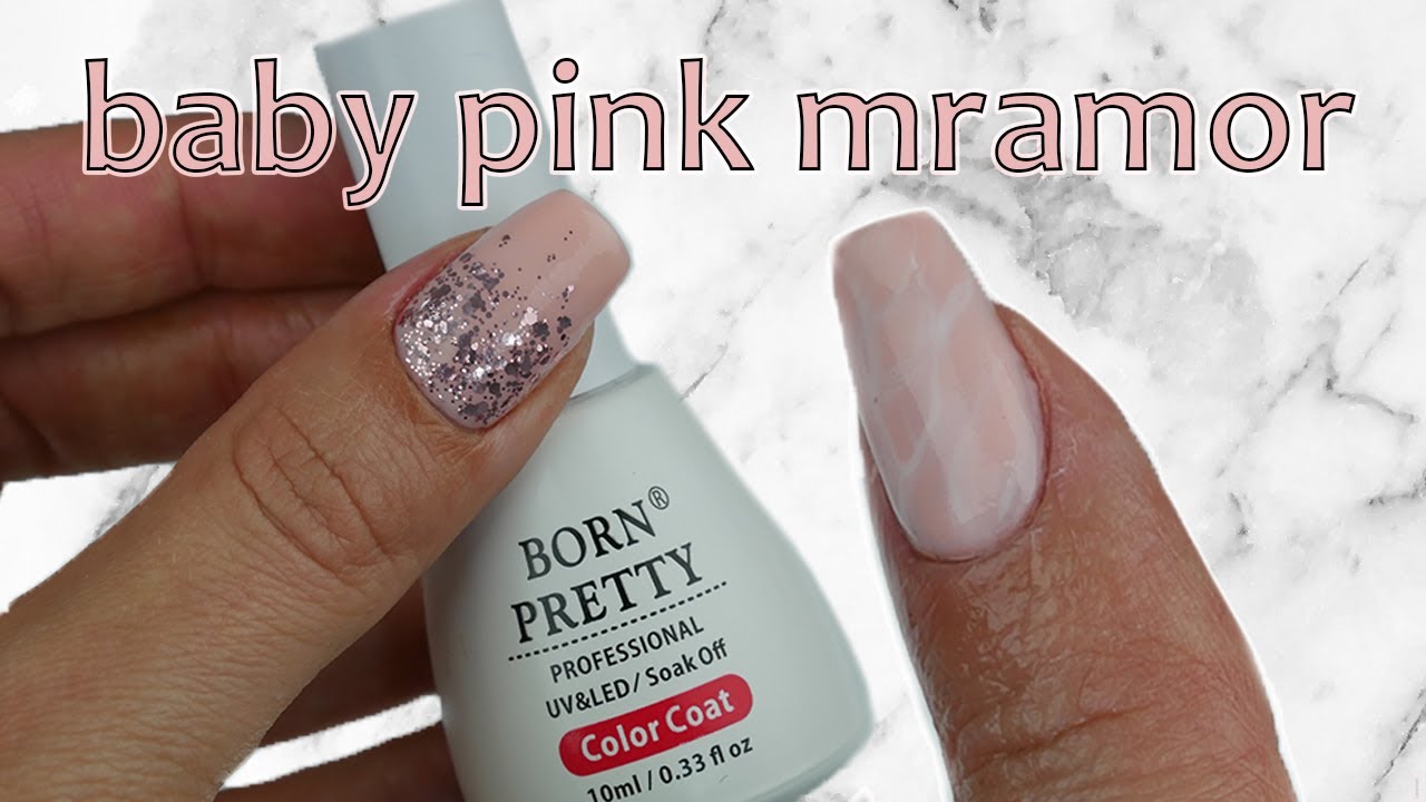Baby pink a bílý mramor // #nailart TUTORIAL - YouTube