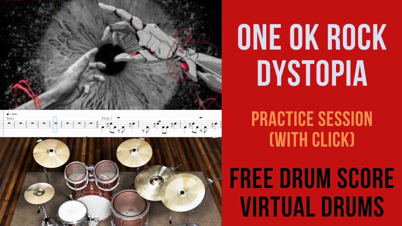 ONE OK ROCK - Dystopia (Drum Slow Practice, Virtual Drums, FREE SCORE ...