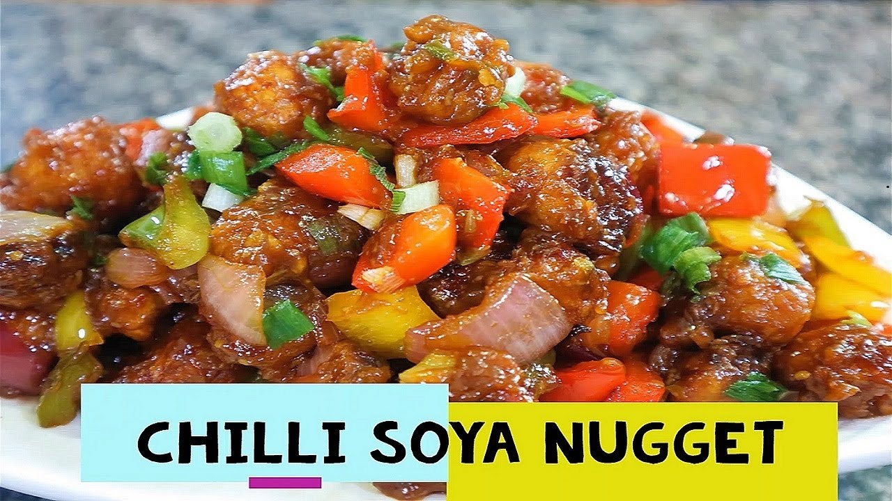Chilli Soya Nuggets Recipe | Chilli Soya Chunks | Soyabean Chilli - YouTube
