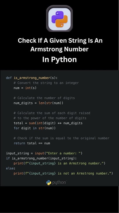 Python Armstrong Number Checker Verify If A Number Is Narcissistic Pythonprogramming Python