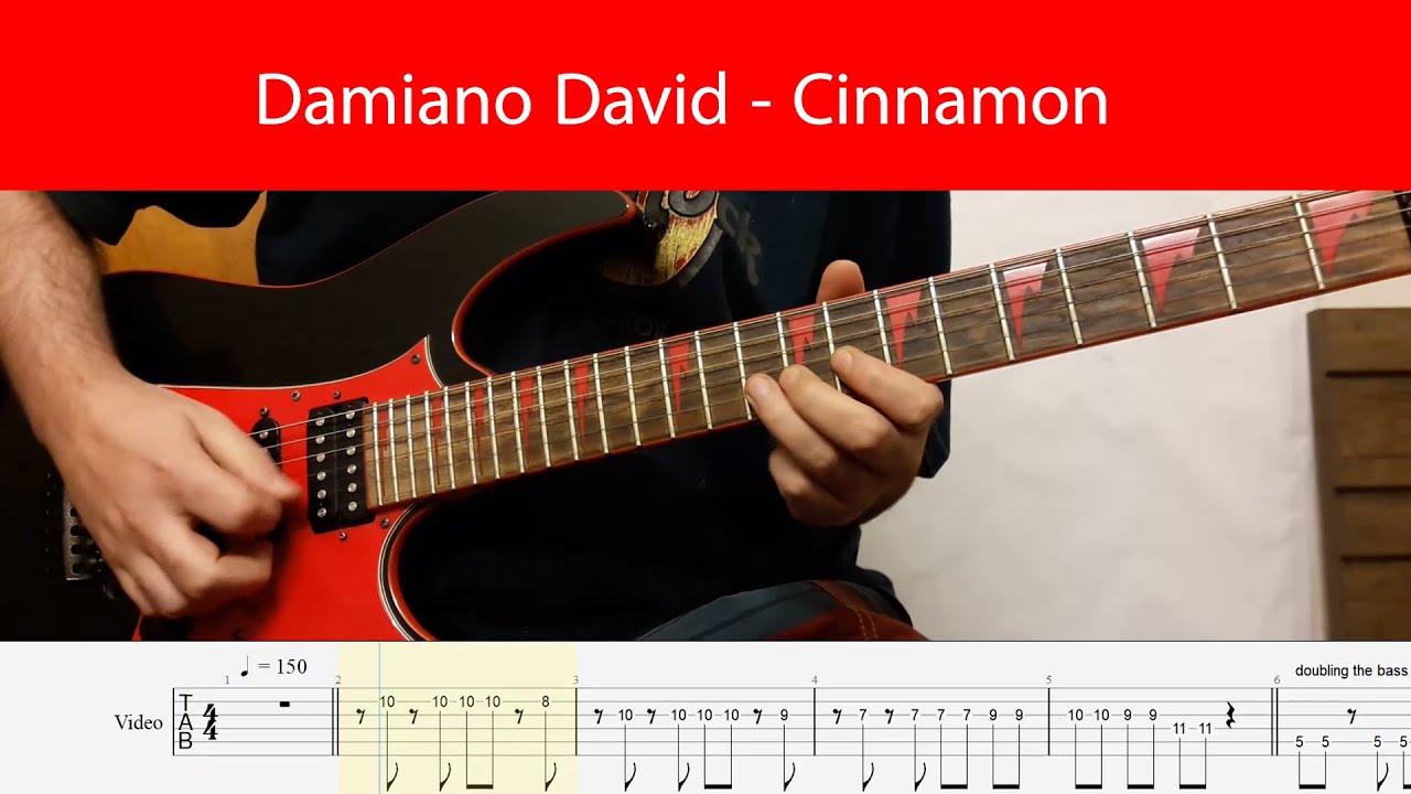 Damiano David - Cinnamon Guitar Cover With Tabs + Free Guitar Pro - YouTube