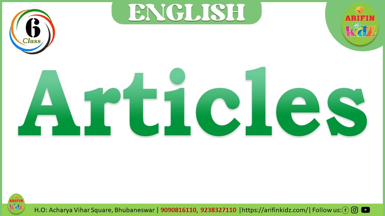 Standard-6: | ENGLISH | ARTICLES - YouTube