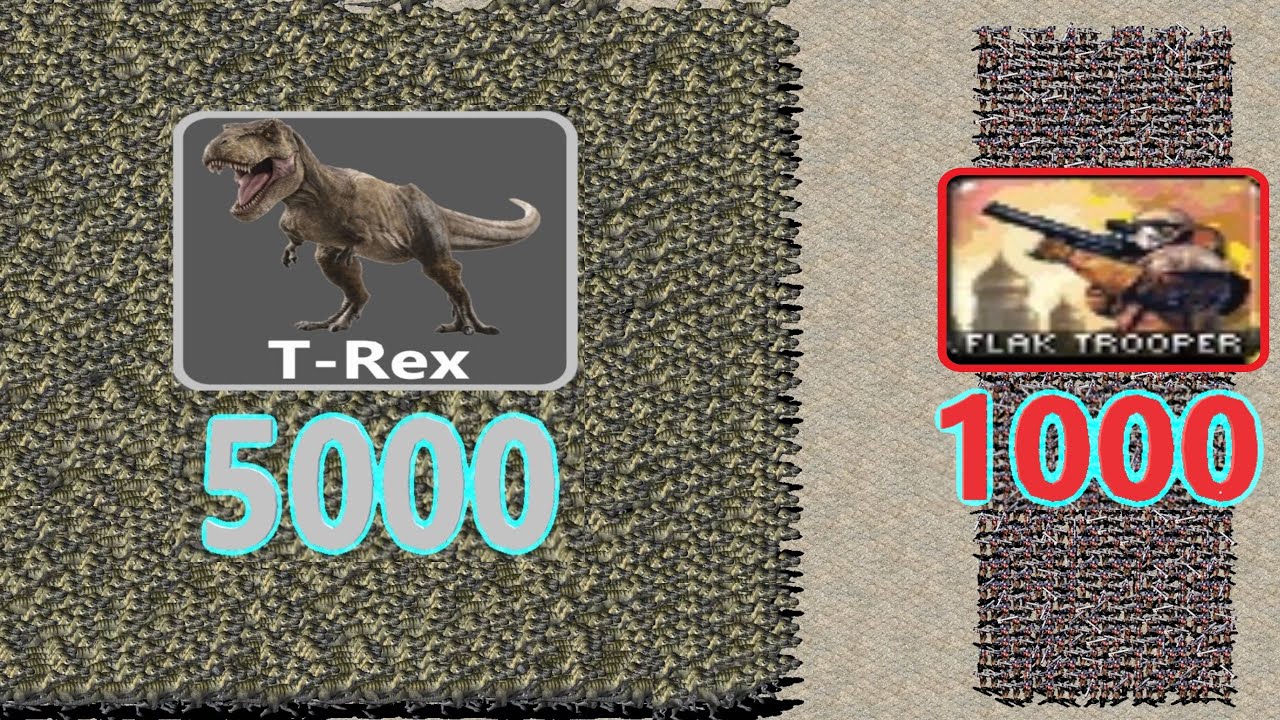 5000 Dinosaurs vs 1000 Flak Troopers - Red Alert 2 - YouTube