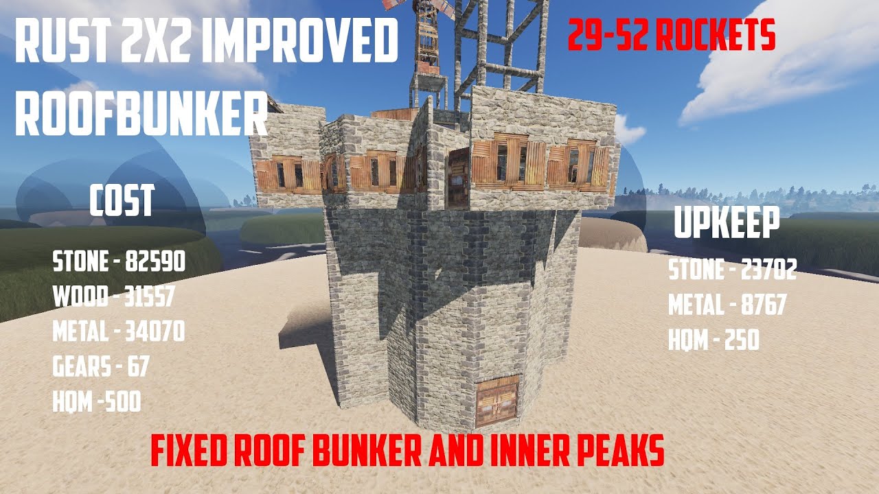 Rust - The Improved 2x2 / Fixed roof bunker (Rust base design 2021 ...