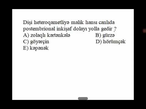 Biologiya XI sinif imtahan suallari videotest ve helli 11