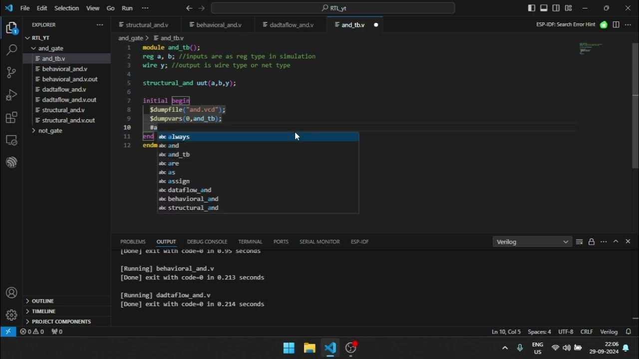 and gate using verilog HDL in all modelling style - YouTube