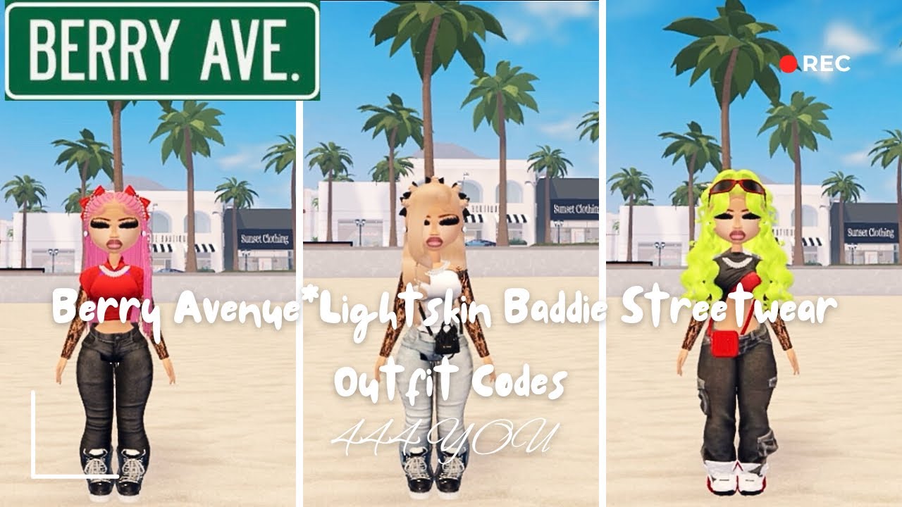 Berry Avenue*Lightskin Baddie Streetwear Outfit Codes 444 YOU - YouTube