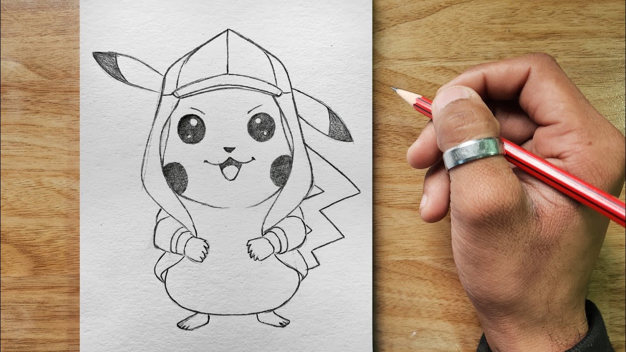 How To Draw Pikachu In Hoodie Easy Step By Step Tutorial For kids - YouTube