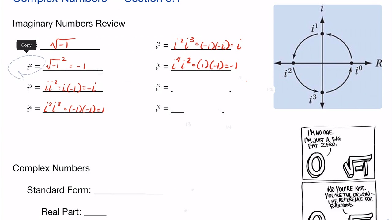 Imaginary numbers review (110.3.1a) - YouTube