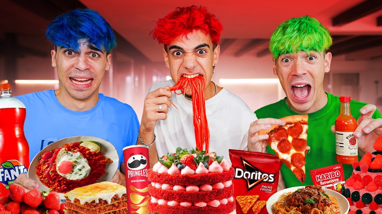 COMIENDO COMIDA DE COLOR ROJO POR 24 HORAS! - YouTube