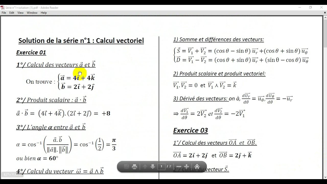 Série 1 - Calcul vectoriel - YouTube