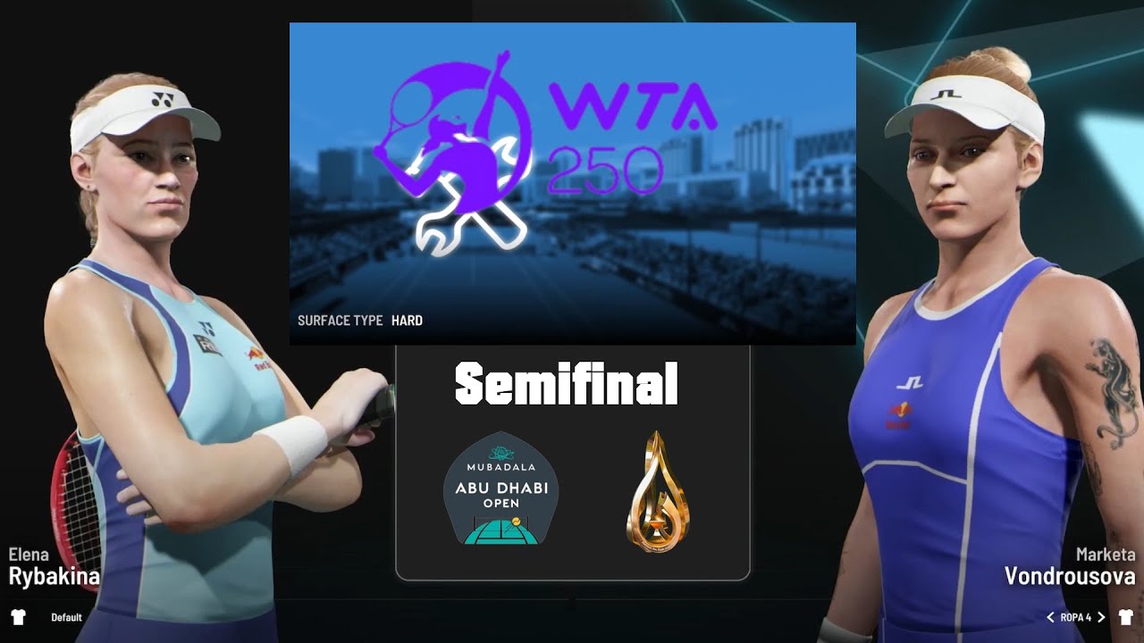 Elena Rybakina 🇰🇿 vs Marketa Vondrousova 🇨🇿 | Semifinal | Abu Dhabi Open | CPU vs CPU - YouTube