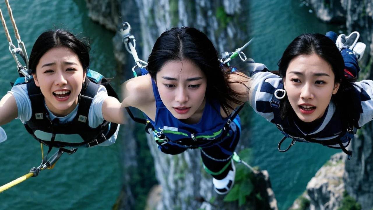 Beautiful Girl Bungee Jumping On A 300-Meter Cliff. It's So Exciting# ...