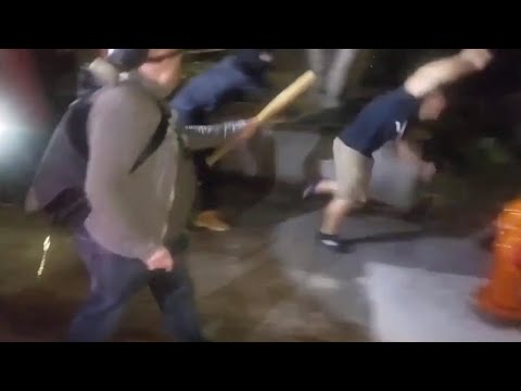 BLM rioters assaults counter protester with baseball bat, spits on them ...