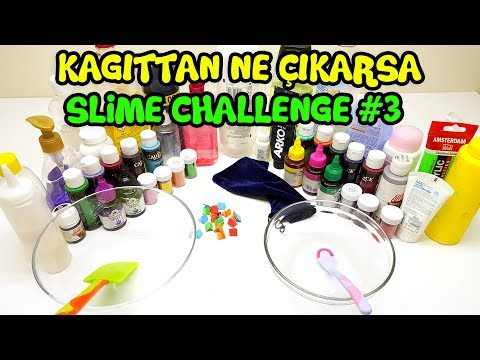 Minik Kağıttan Ne Çıkarsa Slime Challenge #3 - Cam Göbeği vs Turkuaz Slime Yarışması
