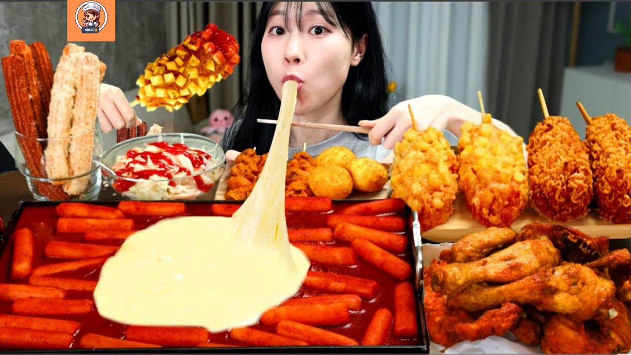 SULGI ASMR 2.0 ASMR MUKBANG| Cheese Tteokbokki, Potato Cheese Hot dog ...