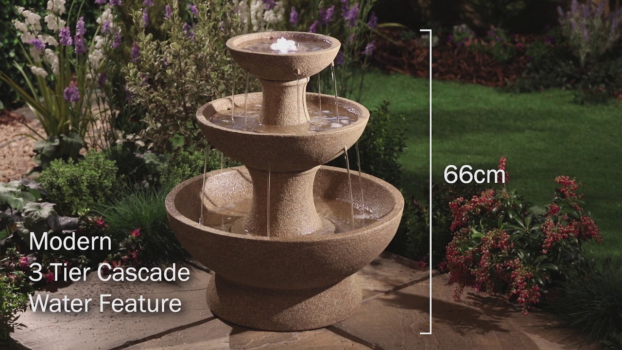 Serenity Modern Three-Tier Cascade Water Feature - YouTube
