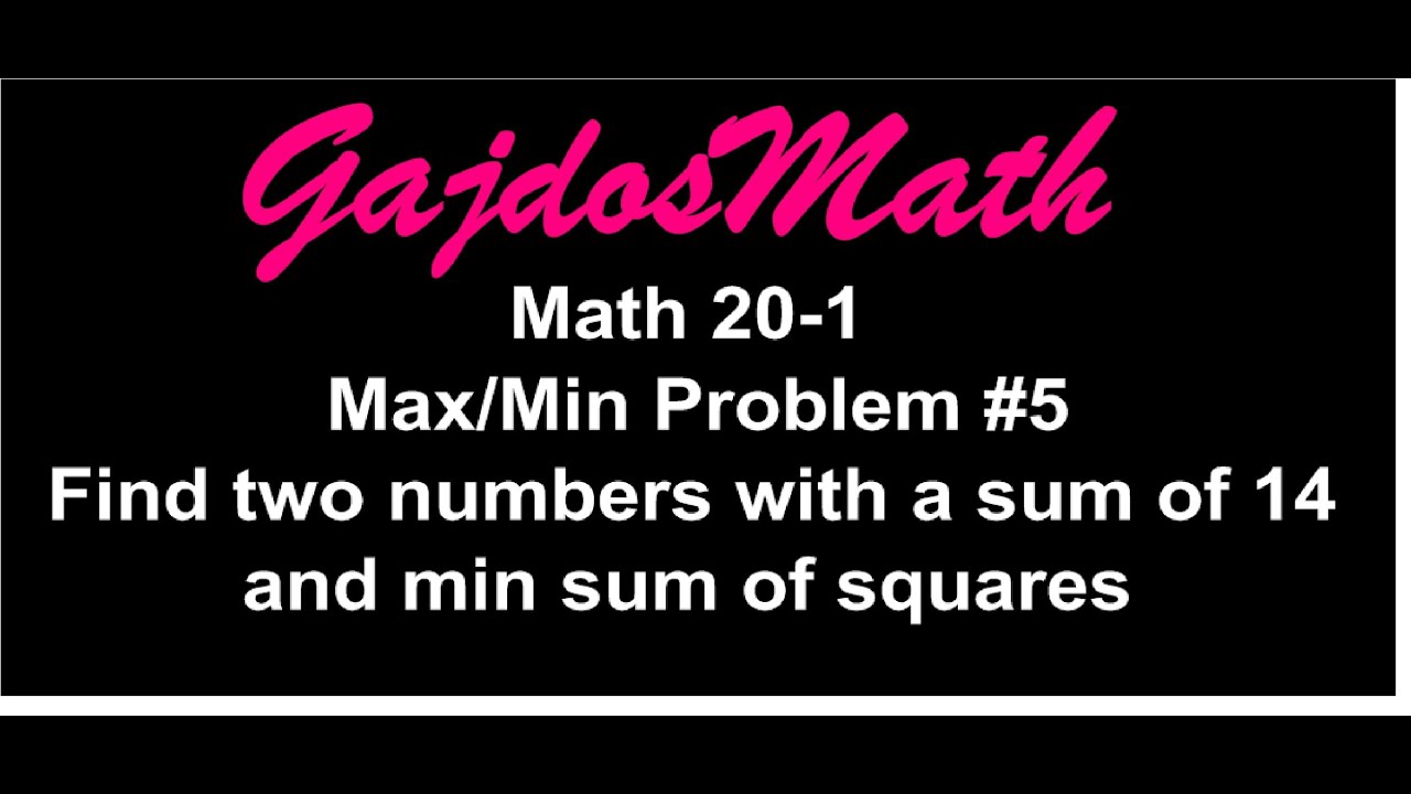 Max/Min Word Problem #5 solved by completing the square - YouTube