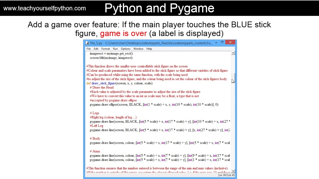 07 Add A Game Over Feature In Pygame Youtube 3913