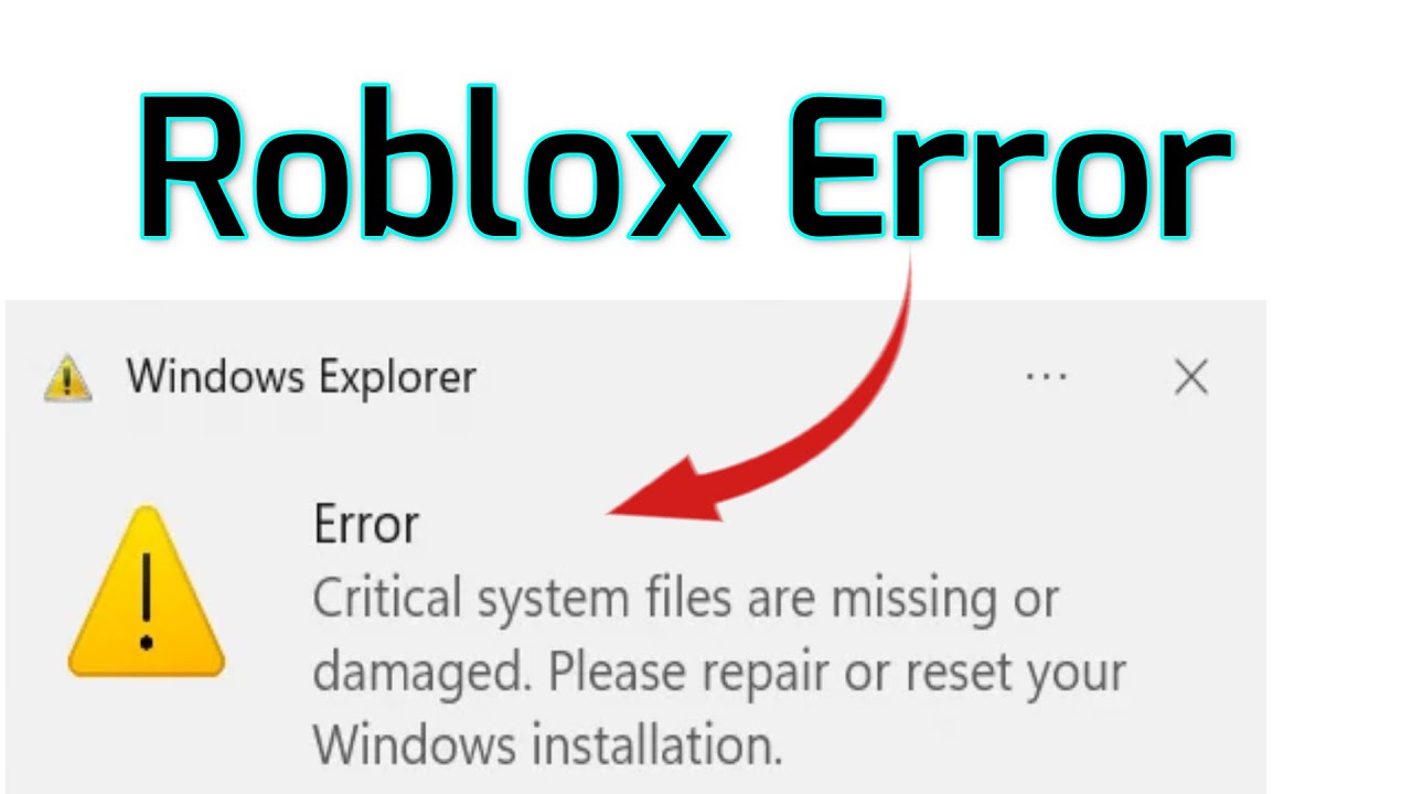 Critical system files are missing or damaged please Repair Reset your ...