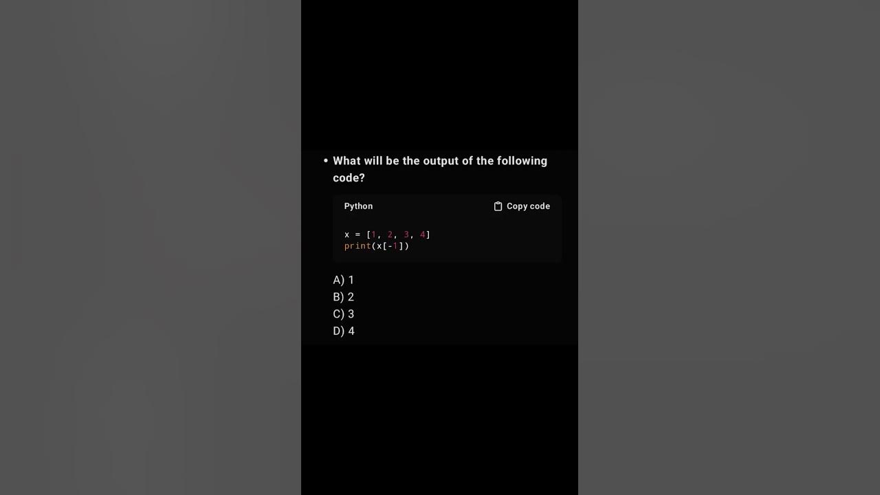 Python Coding Challenge Part 22 What Is The Output Of The Following Python Code Python