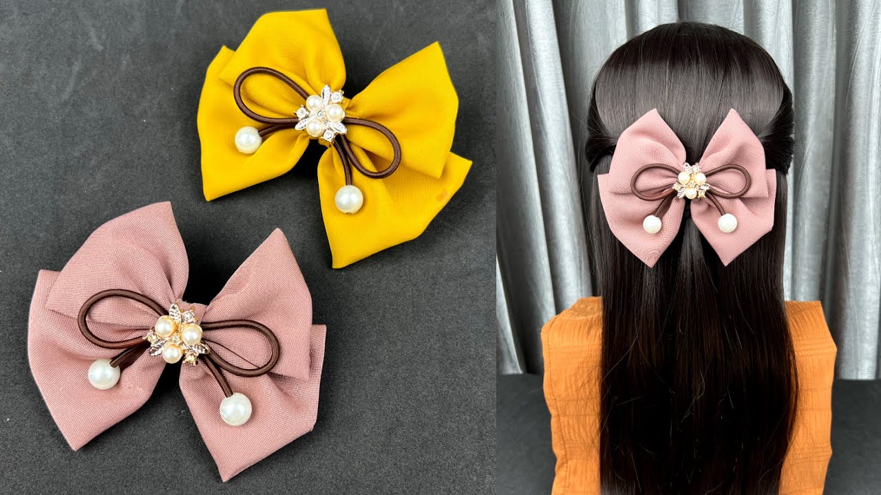 WoW !! Beautiful Bow Clip. How to make Fabric Bow Clip. Hair ...