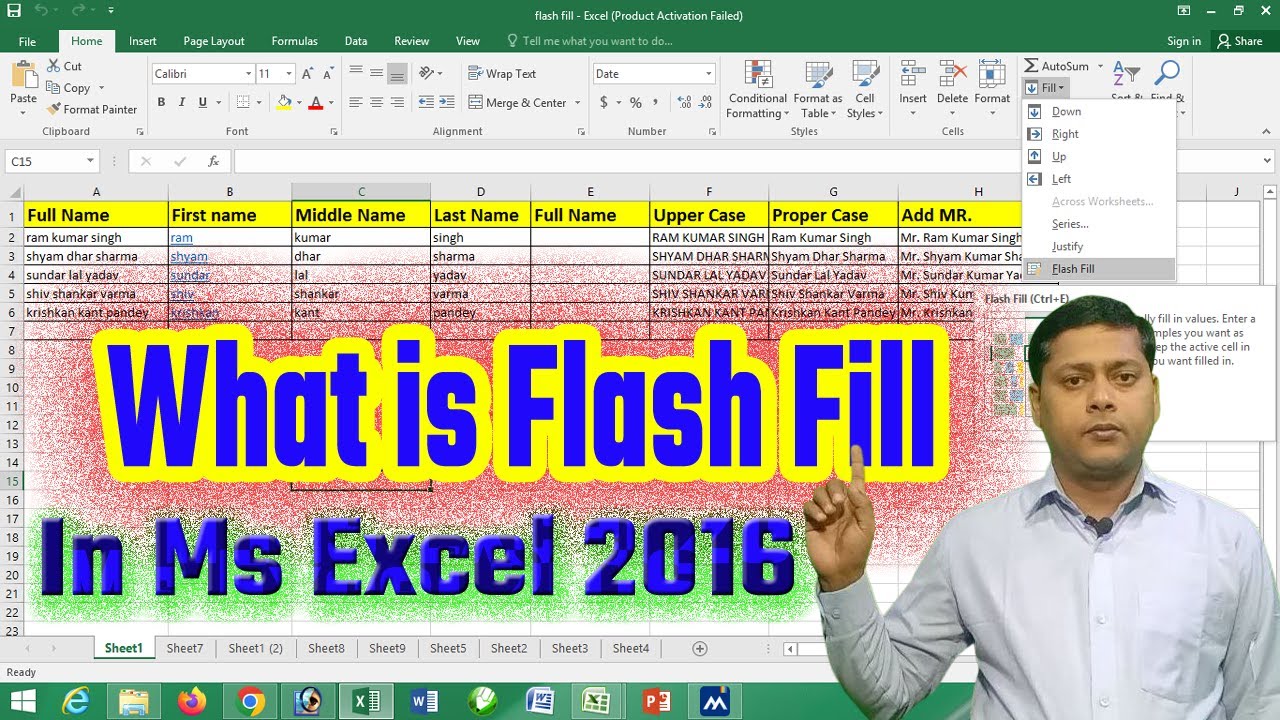 What is Flash Fill In Excel | Kaise kare Flash Fill Option Ka Use ...