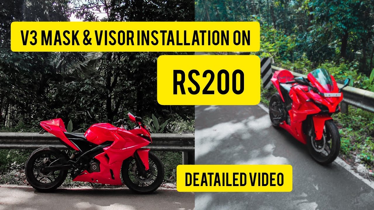 V3 FRONT MASK & VISOR INSTALLED PULSAR RS200 [NEW MODEL SEATCOWL RS200 ...
